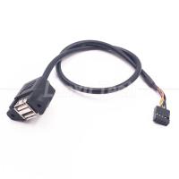 China Dual USB 2.0 Type A Panel Mount Cable with 9-Pin Dupont Header - 0.3m Length, CE RoHS Certified for sale