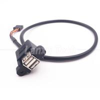China Dual USB 2.0 Type A Panel Mount Cable with 9-Pin Dupont Header - 0.3m Length, CE RoHS Certified for sale
