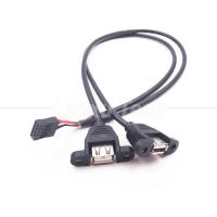 China Dual USB Type A 2-Port Panel Mount Cable with Dupont Connector - 0.3m Length, USB 2.0 Data & Charging for sale