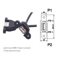 China Dual USB Type A 2-Port Panel Mount Cable with Dupont Connector - 0.3m Length, USB 2.0 Data & Charging for sale