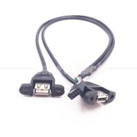 China Dual USB Type A 2-Port Panel Mount Cable with Dupont Connector - 0.3m Length, USB 2.0 Data & Charging for sale