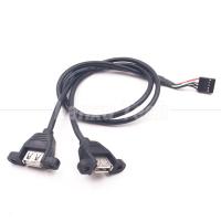 China Dual USB Type A 2-Port Panel Mount Cable with Dupont Connector - 0.3m Length, USB 2.0 Data & Charging for sale
