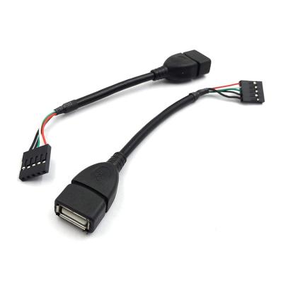 China Custom USB 2.0 Type A Female to 5 Pin Dupont Connector Motherboard Cable 28AWG 0.3M for sale