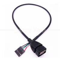 China Custom USB 2.0 Type A Female to 5 Pin Dupont Connector Motherboard Cable 28AWG 0.3M for sale