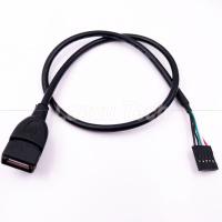 China Custom USB 2.0 Type A Female to 5 Pin Dupont Connector Motherboard Cable 28AWG 0.3M for sale