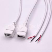 China 5V White USB Female to Bare Wires Pigtail Cable 0.1M-5M Length for LED Strips and DIY Electronics for sale