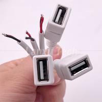 China 5V White USB Female to Bare Wires Pigtail Cable 0.1M-5M Length for LED Strips and DIY Electronics for sale