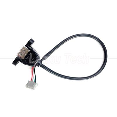 China USB 2.0 Panel Mount Cable Type A to JST XH 4-Pin 0.3m with Screw Locking for Industrial Applications for sale