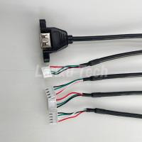 China USB 2.0 Panel Mount Cable Type A to JST XH 4-Pin 0.3m with Screw Locking for Industrial Applications for sale