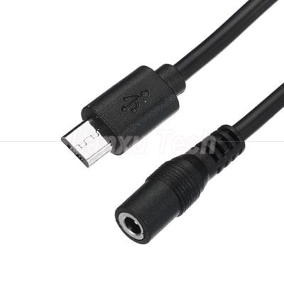 China Micro USB Male to DC 3.5x1.35mm Female Power Extension Cable 15cm 22AWG for LED Strips Fans for sale