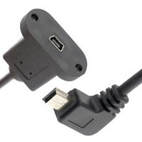 China Screw Locking 90 Degree Right Angle Mini USB Panel Mount Extension Cable 0.2m-5m Lengths CE RoHS Certified for sale