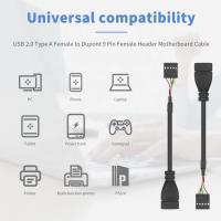 China USB Type A Female to 9 Pin Dupont Female Header Motherboard Adapter Cable 10cm 24AWG for sale