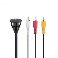 China Waterproof DC 3.5 to 3RCA Extension Cable with Flush Mount Panel - 1M/2M Length for Automotive Marine Applications for sale
