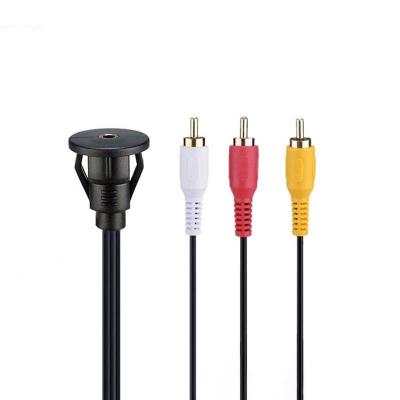China Waterproof DC 3.5 to 3RCA Extension Cable with Flush Mount Panel - 1M/2M Length for Automotive Marine Applications for sale