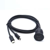 China Dual USB-C 3.1 Waterproof Extension Cable with Flush Mount Panel - 1M/2M Length for Car Boat Motorcycle for sale