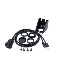 China Dual USB-C 3.1 Waterproof Extension Cable with Flush Mount Panel - 1M/2M Length for Car Boat Motorcycle for sale