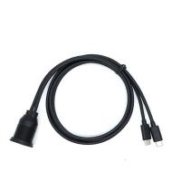 China Dual USB-C 3.1 Waterproof Extension Cable with Flush Mount Panel - 1M/2M Length for Car Boat Motorcycle for sale
