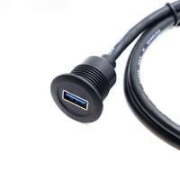 China Short Head USB 3.0 Male to Female Waterproof Extension Cable with Flush Mount Panel - 1M/0.3M Length for Car Boat Motorcycle for sale