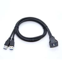 China Square Dual USB 3.0 2.0 Waterproof Extension Cable with Flush Mount Panel - 1M/2M Length for Car Boat Computer for sale