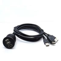 China 3-Port USB 2.0 Waterproof Extension Cable with Flush Mount Panel - 1M/2M Length for Car Boat Motorcycle for sale