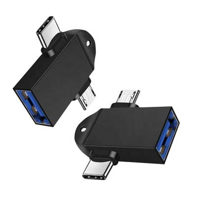 China 2 in 1 USB3.0 to Micro B Type C USB Converter OTG Adapter for Android Phone U Disk Mouse for sale