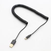 China Custom Black Spring Fast  Charging Coiled Sprial USB Type C to USB Charger Extension Cable for sale