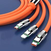 China 120W 6A Fast Charging Cable 1.2m Liquid Silicone 3-in-1 USB Type C Micro Connector for Mobile Phones for sale