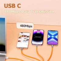 China 120W 6A Fast Charging Cable 1.2m Liquid Silicone 3-in-1 USB Type C Micro Connector for Mobile Phones for sale