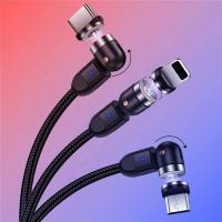China 3 in 1 Magnetic USB Charging Cable 540 Degree Rotation 2.4A Fast Charging Braided for sale