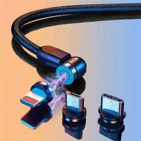 China 3 in 1 Magnetic USB Charging Cable 540 Degree Rotation 2.4A Fast Charging Braided for sale