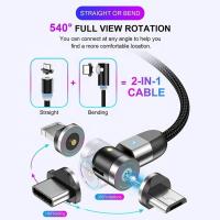 China 3 in 1 Magnetic USB Charging Cable 540 Degree Rotation 2.4A Fast Charging Braided for sale