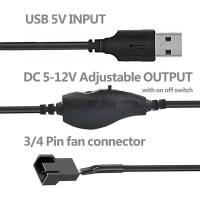 China USB 5V to 12V Step Up Boost Fan Speed Controller Power Adapter Cable 1m for 3 Pin 4 Pin PC Cooling Fan for sale