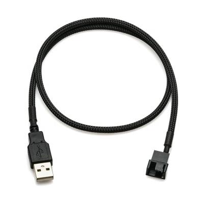 China Braided USB to 3 Pin 4 Pin Molex Female PWM 5V Fan Power Supply Adapter Cable 0.3m for sale