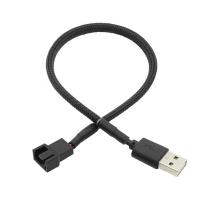 China Braided USB to 3 Pin 4 Pin Molex Female PWM 5V Fan Power Supply Adapter Cable 0.3m for sale