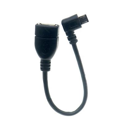 China 15cm Micro USB V8 to USB Female OTG Adapter Cable with 90 Degree Right Angle Connector for Phone and Laptop for sale