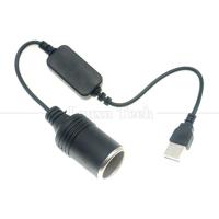 China High Quality 12W 5V USB to 12V Converter Cigarette Plug Lighter Socket Cable Adapter with Led Voltage Module for sale