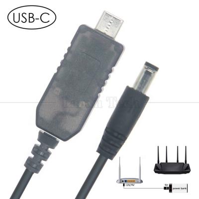 China USB Type C to DC 5.5x2.1mm Cable 5V to 12V Output for Router LED Light Strip 1m for sale