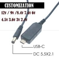 China USB Type C to DC 5.5x2.1mm Cable 5V to 12V Output for Router LED Light Strip 1m for sale