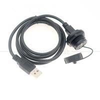 China IP67 Waterproof Panel Mount USB A Extension Cable 1m Length for Marine & Automotive Applications for sale
