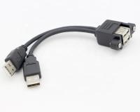 China Screw Locking Dual USB 2.0 Panel Mount Extension Cable 0.5m 1m 2m 3m 5m with CE RoHS Certification for sale