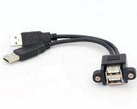 China Screw Locking Dual USB 2.0 Panel Mount Extension Cable 0.5m 1m 2m 3m 5m with CE RoHS Certification for sale