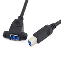 China USB 3.0 Type B Panel Mount Extension Cable with Screw Locking - 0.2m to 5m Length Options for Industrial Applications for sale