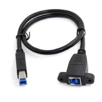 China USB 3.0 Type B Panel Mount Extension Cable with Screw Locking - 0.2m to 5m Length Options for Industrial Applications for sale