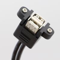 China Screw Locking Dual USB 2.0 Panel Mount Extension Cable 0.5m 1m 2m 3m 5m with CE RoHS Certification for sale