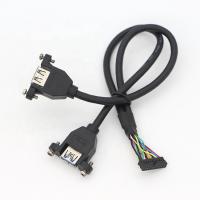 China Screw Locking Stud Dual USB 3.0 Type A Female Panel Mount Cable for sale