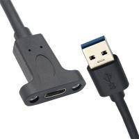 China Custom Screw Locking Stud USB 3.0 A Male to USB Type C 3.1 Female Panel Mount Extension Cable 0.2m-5m for sale