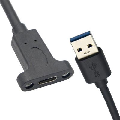 China Screw Locking Stud USB 3.0 A Male to USB Type C 3.1 Female Panel Mount Extension Cable 0.5m for sale