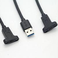 China Custom Screw Locking Stud USB 3.0 A Male to USB Type C 3.1 Female Panel Mount Extension Cable 0.2m-5m for sale
