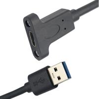 China Custom Screw Locking Stud USB 3.0 A Male to USB Type C 3.1 Female Panel Mount Extension Cable 0.2m-5m for sale