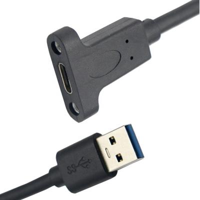 China Custom Screw Locking Stud USB 3.0 A Male to USB Type C 3.1 Female Panel Mount Extension Cable 0.2m-5m for sale